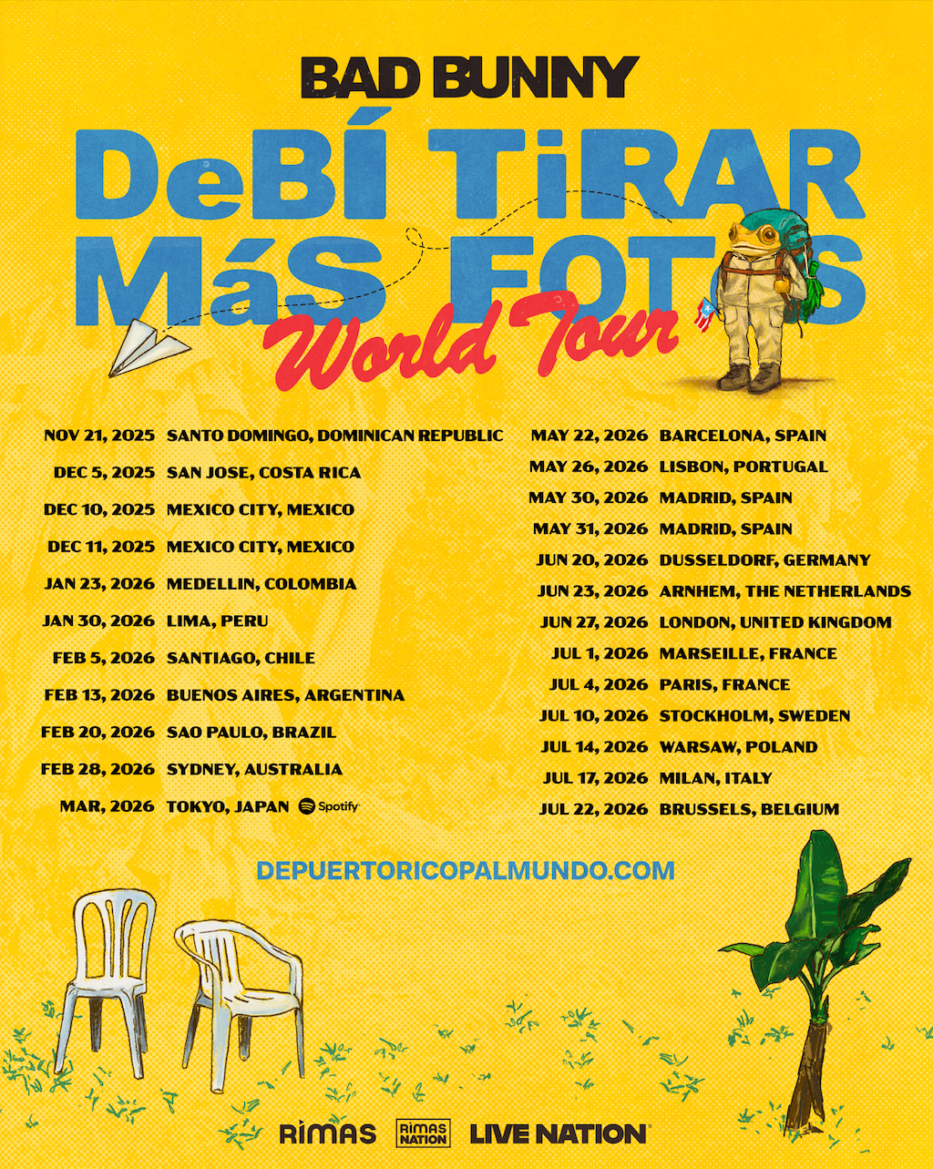 Bad Bunny dará la vuelta al mundo con su "DeBÍ TiRAR MáS FOToS World Tour" - 25 Gramos | 25 Gramos